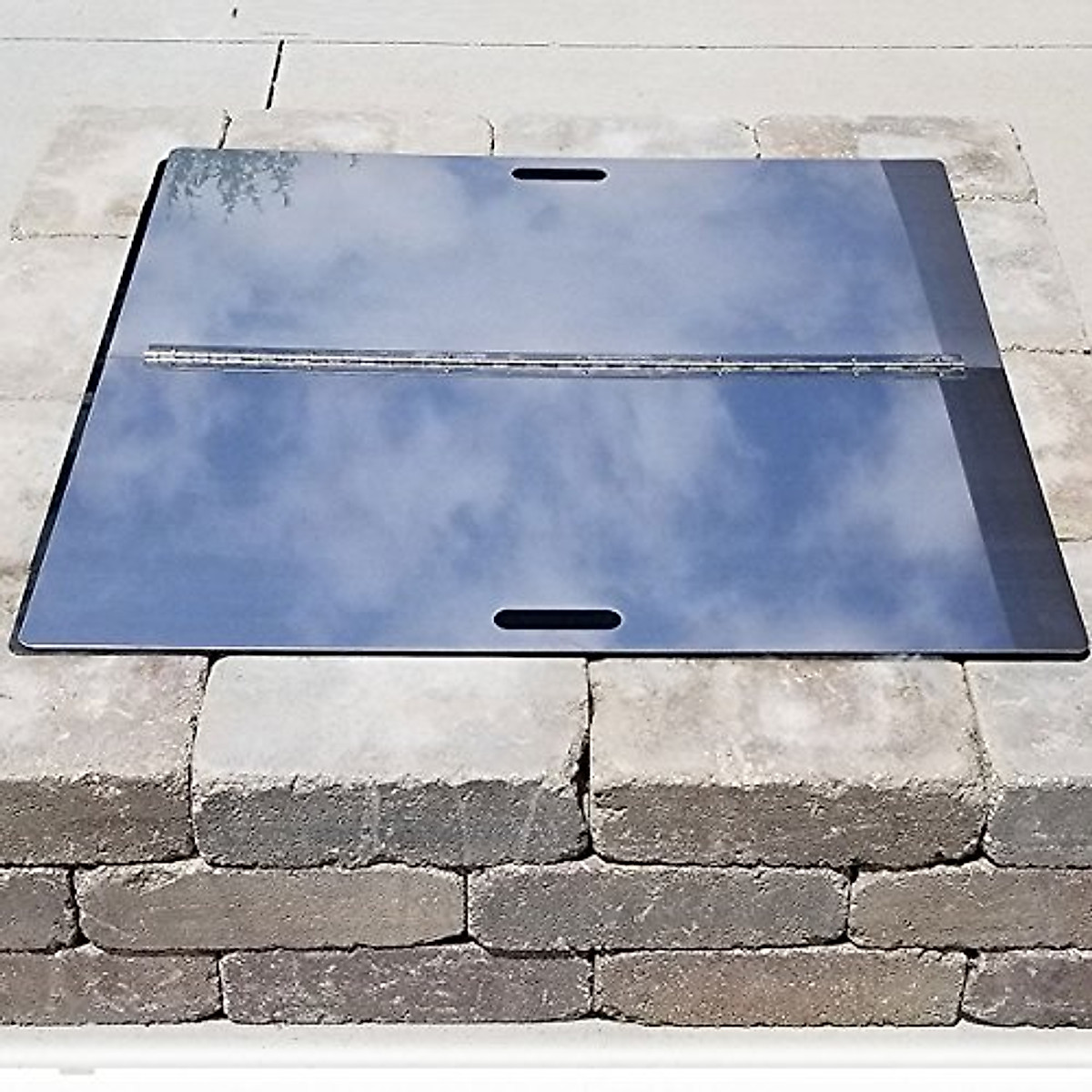 Firebuggz Fire Pit Cover - Stainless Steel Fire Pit Cover, 32" Square - Snuffer Cover Top for Wood or Gas Pit Ring, Silver