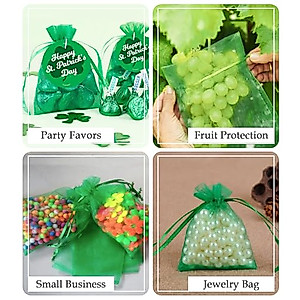 Luceinvita 100pcs Organza Bags 3x4 Inch Small Favor Bags Organza Drawstring Gift Bags Pouches for Wedding Candy Party Baby Shower (Green)