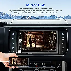 SANPTENT Double Din Car Stereo with Wireless Apple CarPlay & Android Auto, 7-Inch FHD Touchscreen Car Audio Receiver with Rear Camera, Subwoofer, FM Car Radio, USB/AUX/TF Input, Mirror Link, Bluetooth