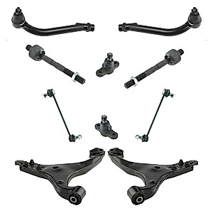 TRQ Front Steering & Suspension Kit Ball Joint Control Arm Sway Bar Stabilizer Link Tie Rod Compatible with 2007-2010 Hyundai Elantra