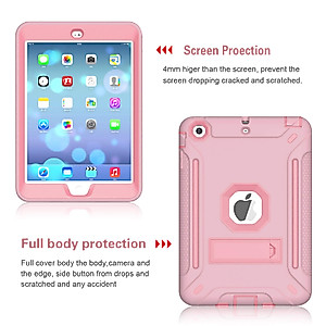 MAKEIT CASE iPad Mini Case, iPad Mini 3 Case Heavy Duty Hybrid Shockproof Protective Silicone and PC Hard Case Full-Body Rugged Protective Case with Kickstand for iPad Mini 1/2/3