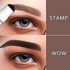 ALLROSE Eyebrow Stamp Stencil Kit - Eye Brow Stamping Kit, One Step Brow Stamp Kit, 20 Brow Stencils and Stamp Kit, Waterproof Perfect Eyebrow Kit, Easy to Use, Light Brown