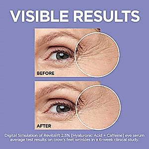 L'Oreal Paris Revitalift Hyaluronic Acid + Caffeine Hydrating Eye Serum, Fragrance Free .67 fl. oz + Moisturizer Sample