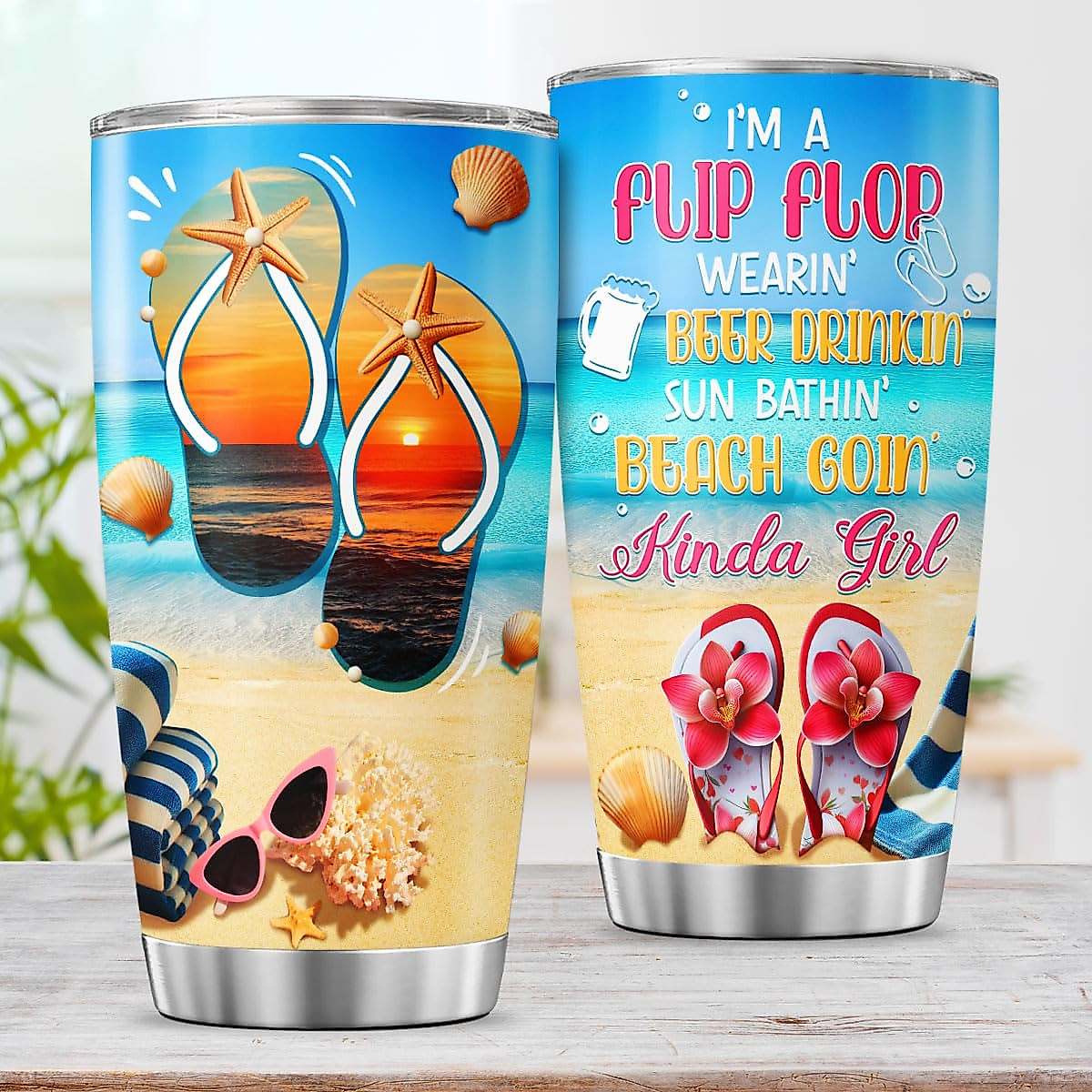 HUBUPU Beach Wearin, For Women Straws Tumblers Summer, Beach Gifts, Tumbler 20 Oz With Lid And Straw