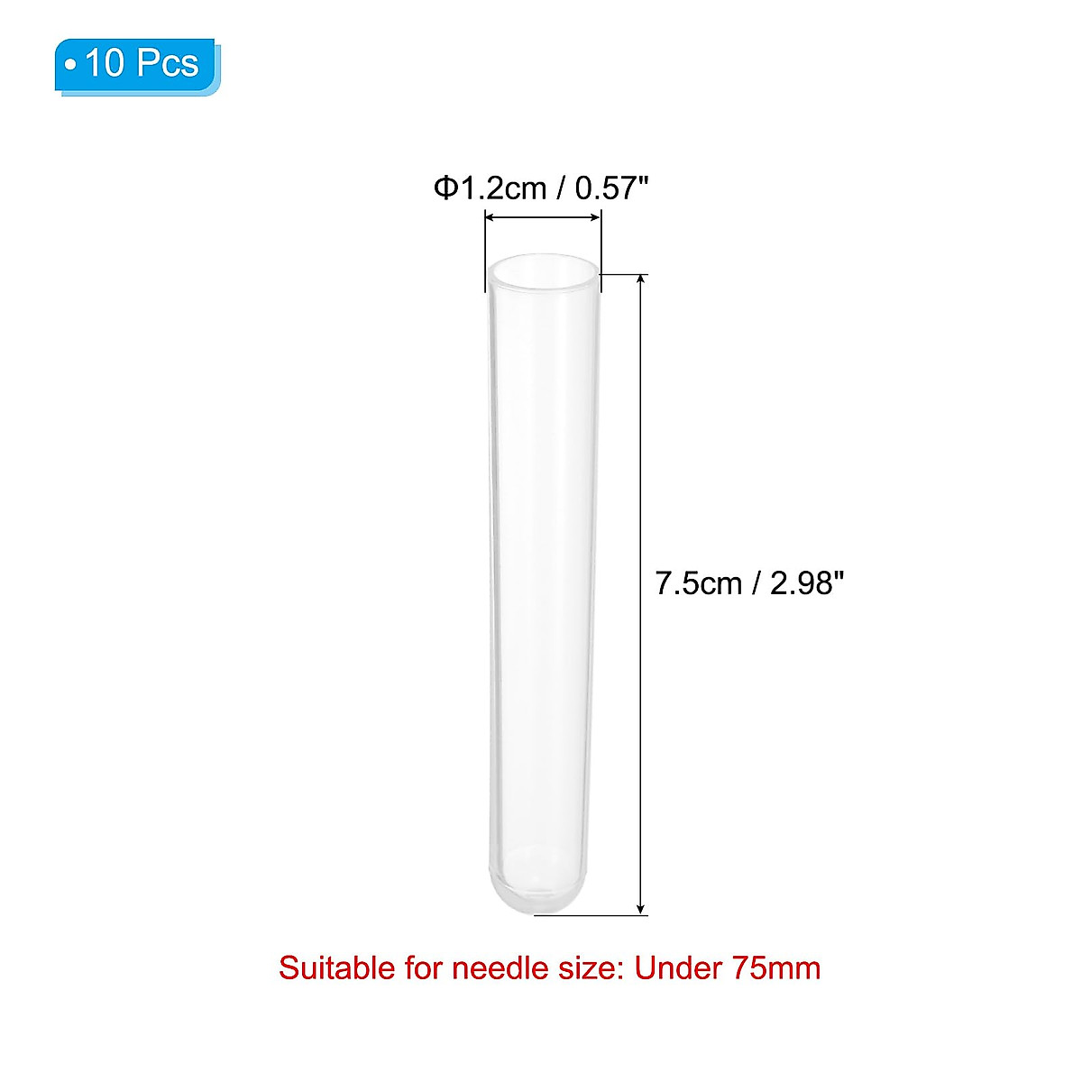 PATIKIL 3" Length Plastic Sewing Needle Storage Holder, 10 Pcs Portable Matte Embroidery Needle Pin Toothpick Storage Tubes Case for Craft Knitting, Red