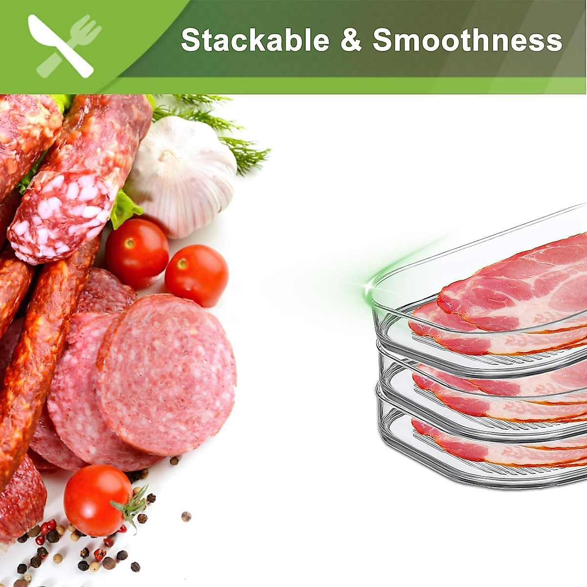 CHACHAE Deli Meat Container for Fridge,Bacon Lunch Meat Container for Refrigerator,Cold Cuts Storage Containers for Fridge,Stackable Food Storage Boxes with Lid for Sandwich,Deli,Meat,Meal Prep,1Pack