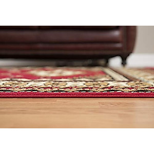 United Weavers Dallas Tres Runner Rug - Red, 5x8, Southwestern Indoor Area Rug with Bordered Pattern, Jute Backing