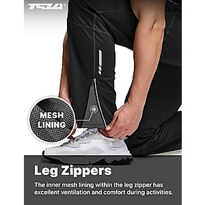 TSLA Men's Thermal Windproof Cycling Pants, Fleece Lined Outdoor Bike Pants, Winter Cold Weather Running Pants, Cycling Pants Black & Grey, Medium