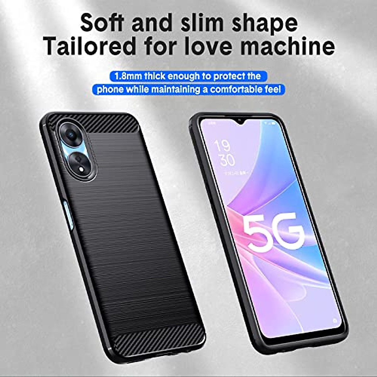 Natbok Compatible with Oppo A58 5G/A78 5G Case, Flexible TPU [Brushed Texture] [Anti-Slip] Shockproof Military Protection Bumper Phone Case,Slim Case Cover Compatible with Oppo A58 5G/A78 5G,Black