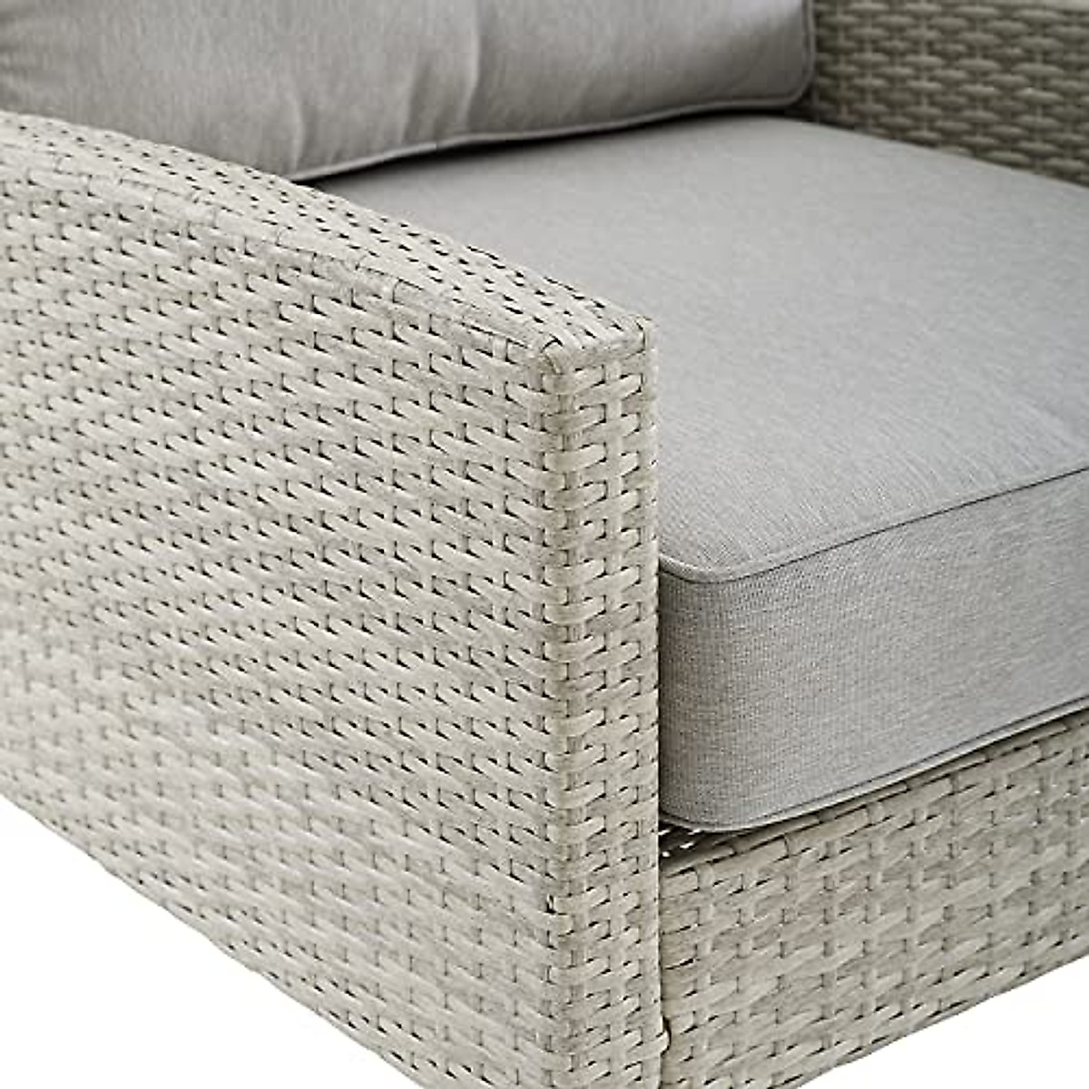 Crosley Furniture CO7168-GY Capella Outdoor Wicker 2-Piece Armchair Set, Acorn with Gray Cushions