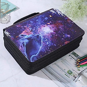 Shulaner 250 Slots Colored Pencil Case Organizer with Zipper PU Leather Large Capacity Pen Holder Bag for Painter or Artist (Ocean, 250)