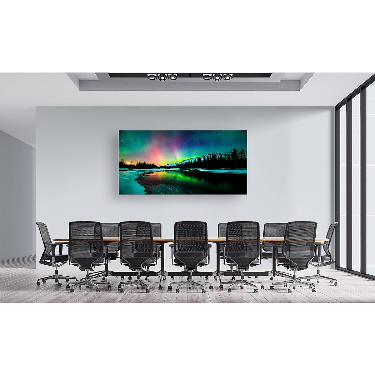 S01962 Wall Art Aurora scenery Painting on Canvas Stretched and Framed Canvas Paintings Ready to Hang for Home Decorations Wall Decor