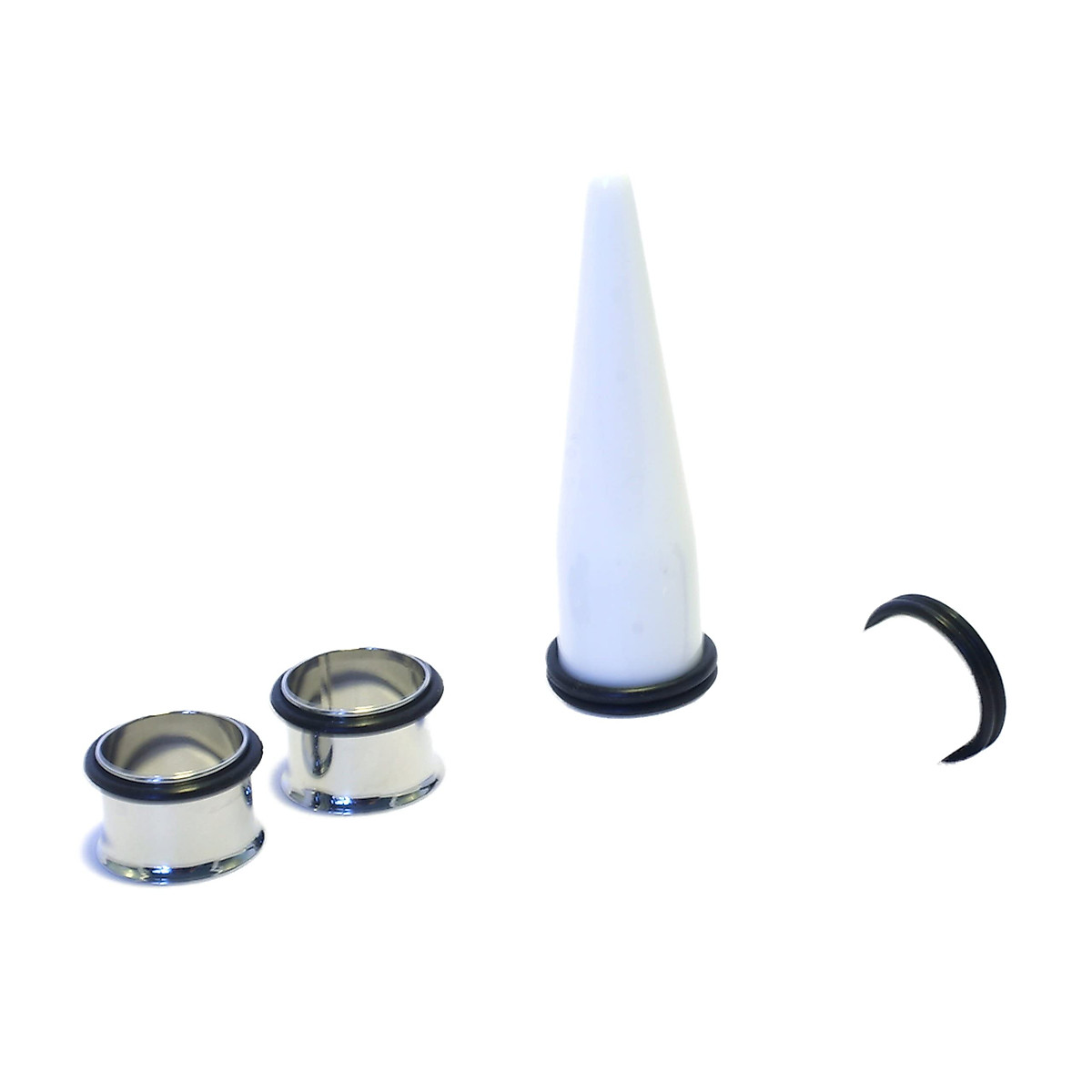 Zaya Body Jewelry 9/16" 14mm White Tapers and Steel Tunnels Ear Stretching Kit