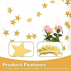 65 Feet Paper Star Garland Banner Decoration, 5 Pack Star Bunting Garland, Hanging Star Streamers Backdrop for Birthday Party Wedding Graduation Baby Bridal Shower Prom Decor (Gold)