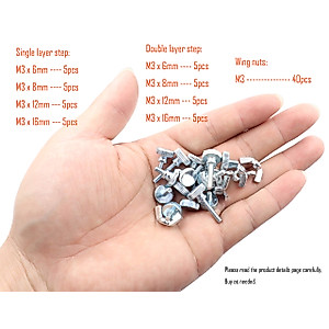 LBY 80pcs Knurled Hand Screw, M3 Flat Knurled Head Fully Threaded Thumb Screws and Wing Nuts 9 Sizes Assortment Kit, Carbon Steel Galvanize
