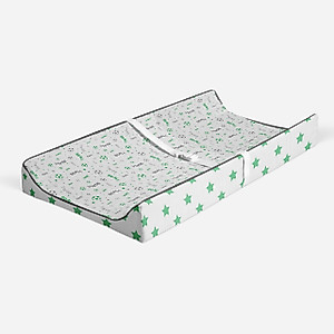 Bacati Soccerball Green/Grey Muslin Quilted Changing Pad Cover