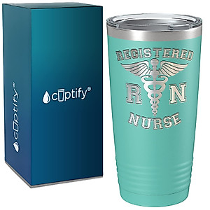 RN Registered Nurse Gift, Nursing School on Seafoam 20 oz Stainless Steel Tumbler with Lid - Insulated Cup - Travel Mug