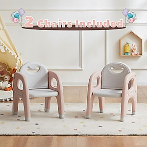GITAWUSA Kids Table and 2 Chairs Set, Large Built-in Storage, Montessori Toddlers Table and Chairs Set, Kids Activity Table for Drawing Dining Playing, CPSC & ASTM Approved, Pink