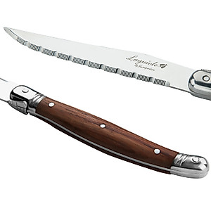 FLYINGCOLORS Laguiole Laguiole Steak Knife Set Stainless Steel Wood Handle,8 Pieces.