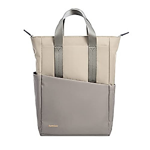 tomtoc 14-inch Laptop Backpack for Work, School, Travel, Water-resistant, Stylish Slim Laptop Computer Bag Purse College Bookbags with Multi-functional Pockets, Casual Tote Daypack, 12L, Moon Grey
