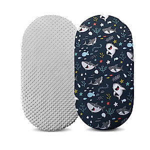 2PCS Newborn Baby Mose Basket Sheet Bassinet Sheet Cradle Sheet Adapts To (G, One Size)