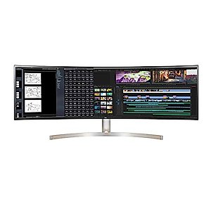 LG 49WL95C-WE 49 Inch 32:9 Curved DQHD (5120 x 1440) IPS UltraWide Monitor with HDR10, USB-C and 3-Side Virtually Borderless Display, Silver (Renewed)