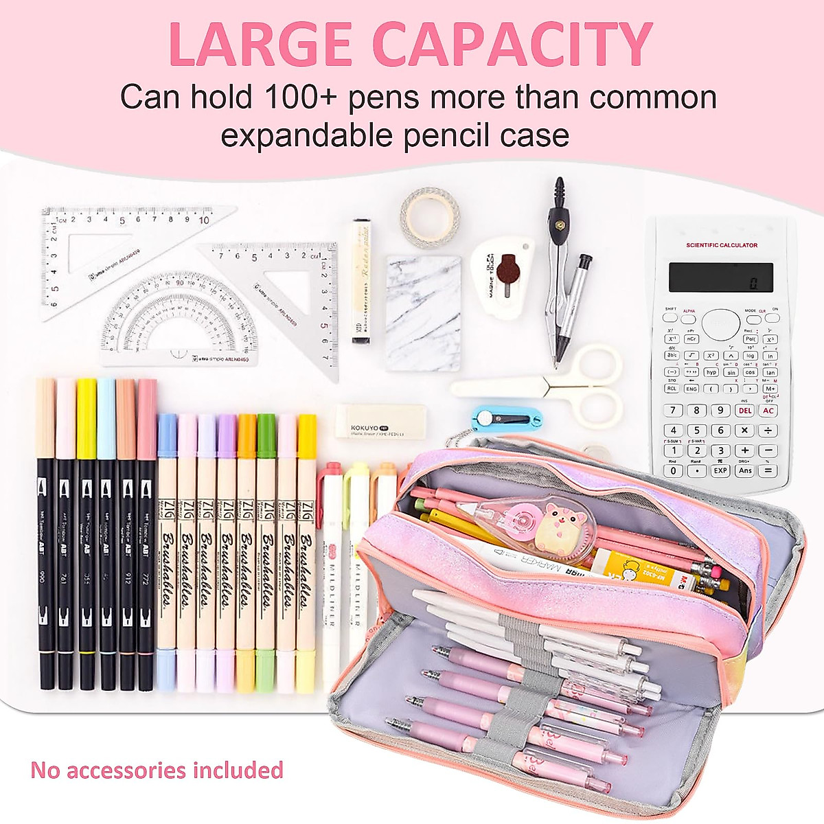 BETURETOP Glitter Rainbow Pencil Case for Girls, Large Capacity Pencil Pouch Pen Bag Organizer with 3 Compartments for Kids Students School Office Supplies Back to School Gifts