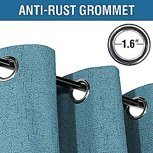 H.VERSAILTEX 100% Blackout Curtains for Bedroom 96 Inches Long Grommet Linen Face Full Light Blocking Curtain Drapes for Living Room Thermal Insulated Linen Look Curtains 2 Panels Set, Teal Blue