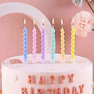 PHD CAKE 36-Count Rainbow Spiral Birthday Candles with Holders, Party Candles, Cake Candles