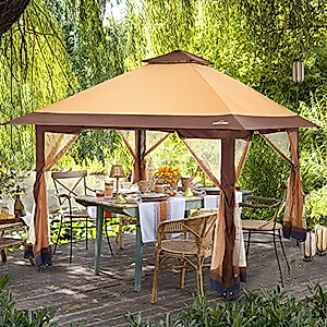 OUTDOOR LIVING SUNTIME Instant Pop Up Patio Gazebo with Full Netting for Family Parties and Outdoor Activities(Netting Sidewalls)