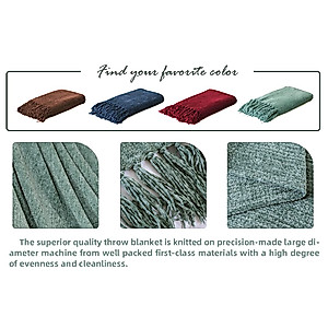 Bangya Sage Chenille Throw Blanket Soft Cozy Woven Fringe Tassel Throw Blenket for Sofa Couch Bed Home Living Room Decor (Sage,50" X 60")