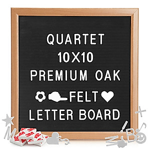 Quartet Felt Letter Board with Letters and Numbers, 10x10" Small Wooden felt board Letter Sign for Word Memo Message, 200 White Letters & Numbers Included, Baby Announcement Changeable letter Board.