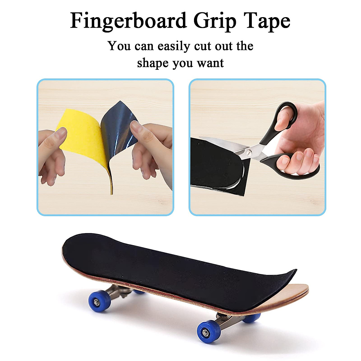 Xloey Fingerboard Grip Tape,1.5x4.3 Inch Fingerboard Foam Grip Tape Stickers, Adhesive Backing,16Pcs