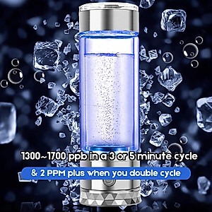 N.P Hydrogen Water Bottle Generator with Dual Chamber,PEM and SPE Technology,Up to 1700PPB,Portable Hydrogen Water Maker,Hydrogen Water Machine,New Technology Glass
