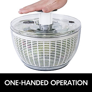 Smile mom Salad Spinner Large Lettuce Spinner Kitchen Gadgets, Large Salad Spinner Vegetable Washer, High Efficiency for Kitchen Washing & Drying Leafy Vegetables, One-Handed Easy Press 6.3 Qt White