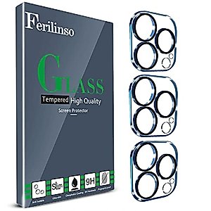 Ferilinso Designed for iPhone 13 Pro Max Camera Lens Protector, Designed for iPhone 13 Pro Camera Lens Protector, 3 Pack 9H Tempered Glass, Night Shooting Mode, Case Friendly, High Definition