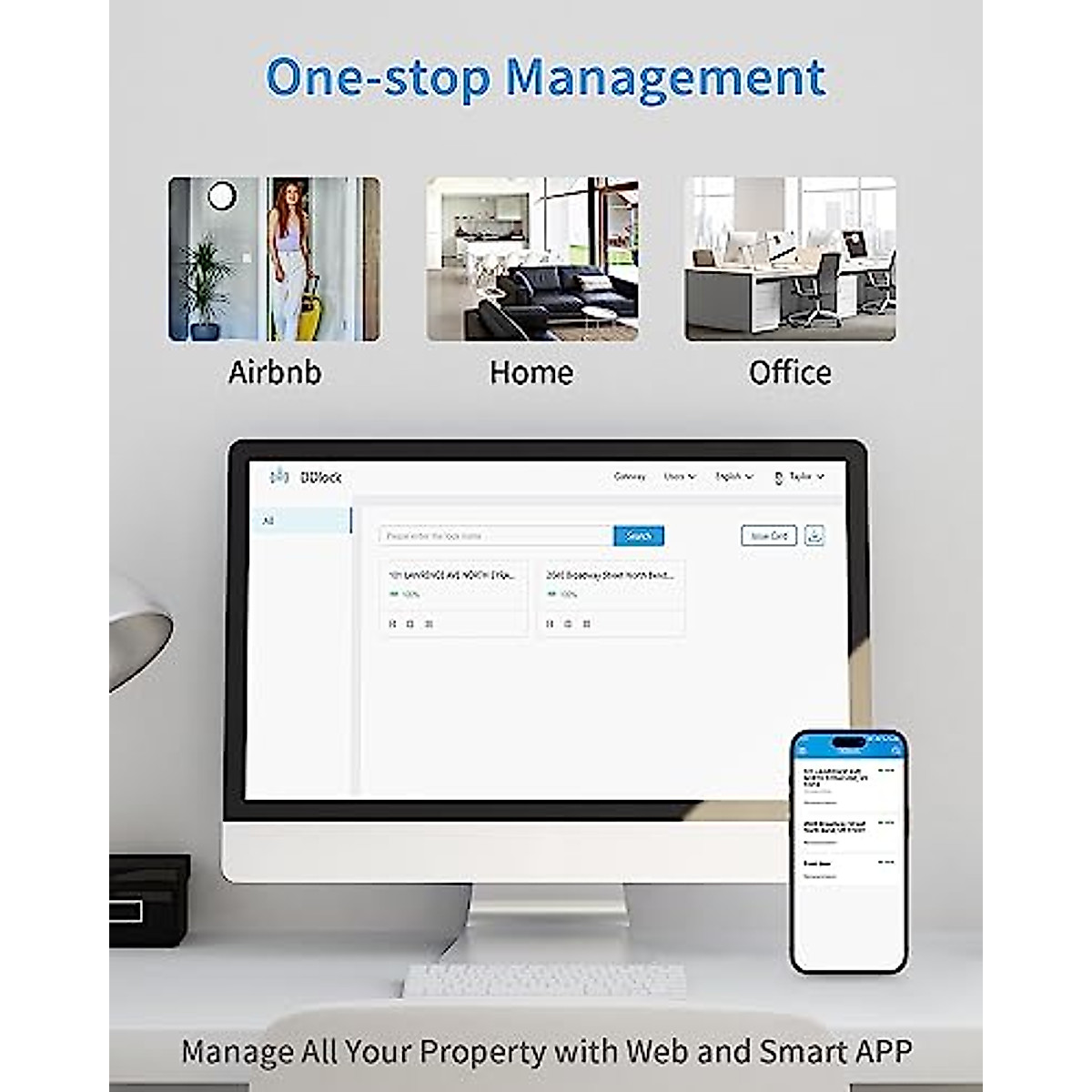 Smart Door Lock - TEEHO Keyless Entry Door Lock with Keypads - Electronic Door Locks - Easy Installation - IP54 Waterproof - Auto Lock