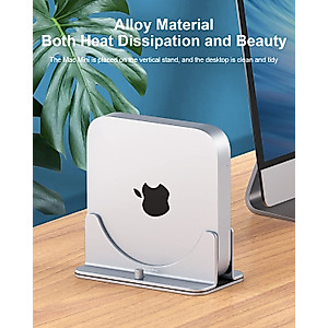 Hagibis Vertical Stand for Mac Mini M2, Aluminum Alloy Laptop Stand Anti-Slip Computer Holder Desktop Stand Compatible with M1 Chip Mac Mini, MC25 Pro