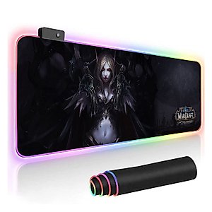 Sylvanas RGB Soft Gaming Mouse Pad Large Oversized Glowing Led Extended Mousepad Non-Slip Rubber Base Computer Keyboard Pad Mat 31.5X 11.8in