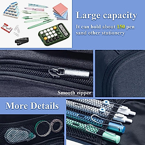 M&G Big Capacity Pencil Case, Large Capacity Pencil Pouch Multi-Slot Pencil Case Organizer, Portable Big Pencil Bags with Zipper for Makeup Brush Teen Boys Girls Office (Black)