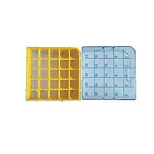 5 PCS Polycarbonate CryoBox Vial Rack, Freezer Storage, 5 x 5 Array, 25 Place Fit for 2ml Cryostorage Freezing Box (Yellow)