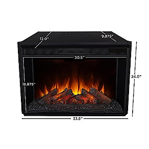 Real Flame Manus 64" Grand Electric Fireplace, Free-Standing with Mantel & Real Wood Finish - 6 Flame Colors, 5 Brightness Levels