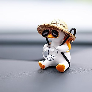 Rear View Mirror Hanging Accessories for Plaster Cool Swinging Duck Cute Car Rear View Mirror Hanging Ornament for Teens & Men Women (Duck-D)