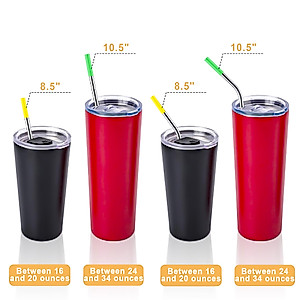 Reusable Stainless Steel Straws -16 Pack 10.5" & 8.5" Reusable Straws with 4 Straw Cleaner Brush and 16 Silicone Tips with 1 Travel Case, Eco Friendly Extra Long Metal Straws for 20 24 30 oz Tumbler