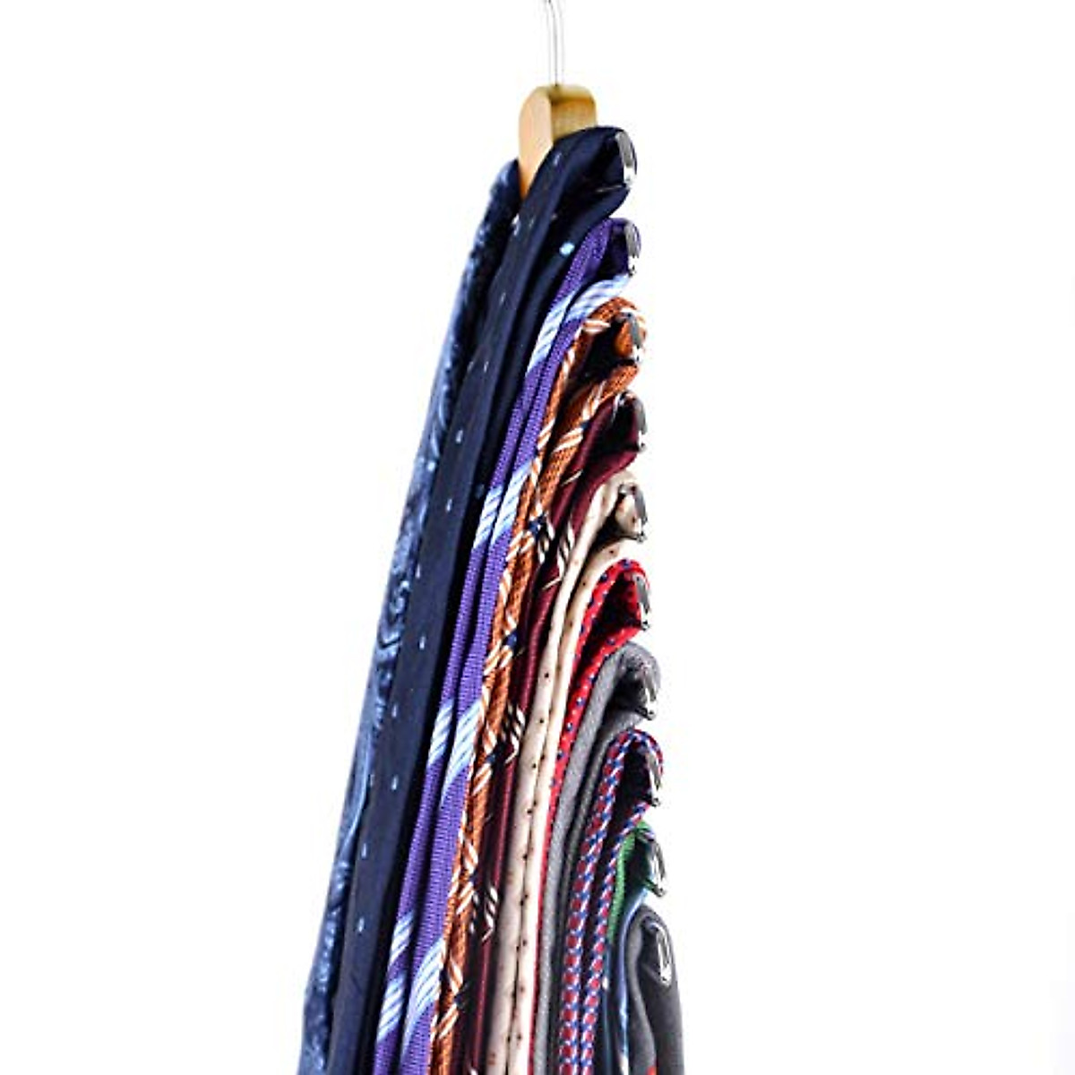 Umo Lorenzo Premium Wooden Necktie and Belt Hanger, Walnut Wood Center Organizer and Storage Rack with a Non-Slip Finish - 20 Hooks