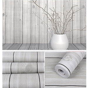 Self Adhesive Rustic Gray Wood Plank Shelf Drawer Liner Contact Paper for Kitchen Cabinet Dresser Table Furniture Wall Door Decal Sticker 17.7x78.7 Inches