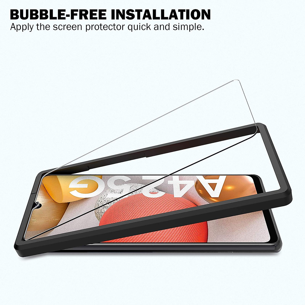 EGV [3+3 Pack Compatible for Samsung Gforalaxy A42 5G Screen Protector Tempered Glass + Camera Lens Protector [Easy Installation] Fingerprint Unlock [Anti-Scratch] [No-Bubble] [Work With Case]