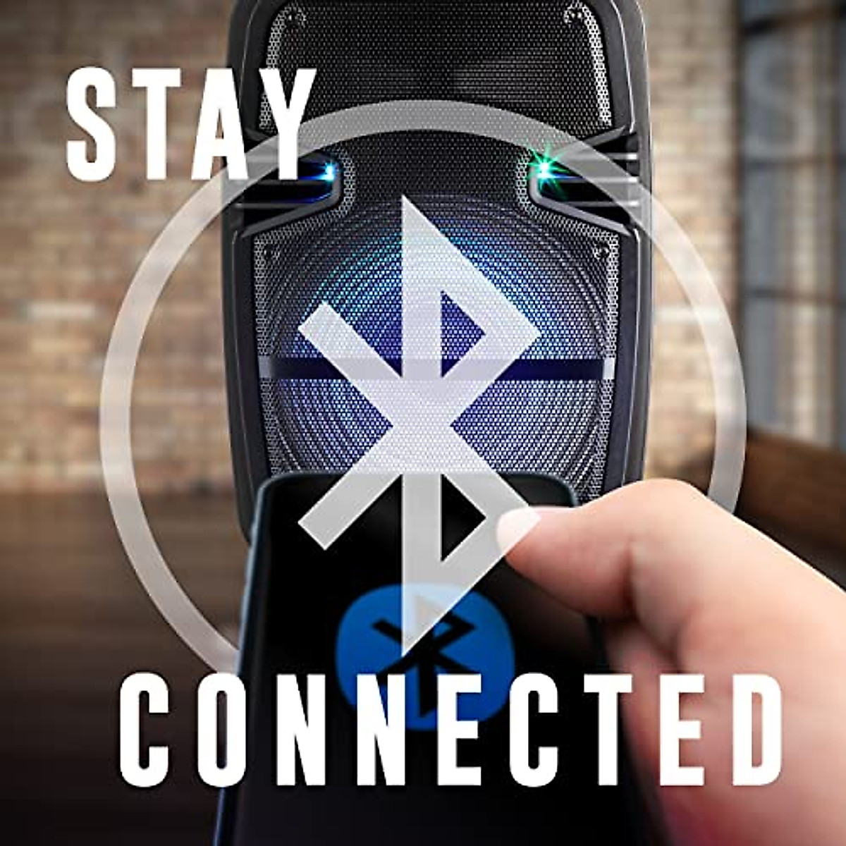 QFX PBX-616SM 15" Bluetooth Rechargeable Speaker with LED Lights, Mic and Stand