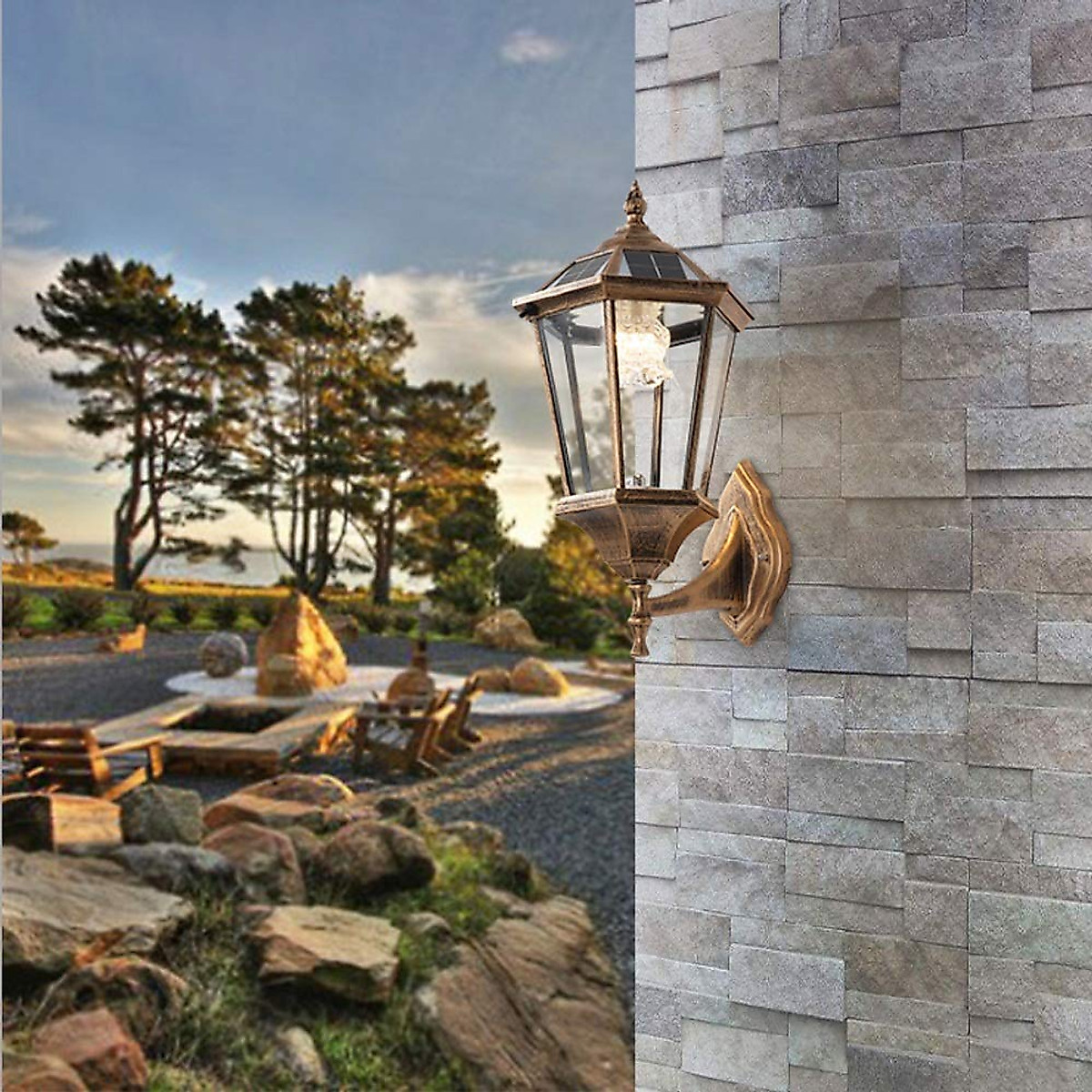 TWTCC Wall Mounted Light Solar Wall Light Outdoor Wall Lamp Outdoor Light Entry Light Door Post Villa Waterproof Garden Wall Light Garden Wall Lantern Home Reading Light