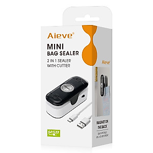 Aieve Bag Sealer Mini, Rechargeable Chip Bag Sealer, Handheld 2 In 1 Heat Seal & Cutter